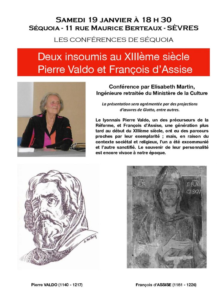 Conférence : Pierre Valdo et François d’Assise : deux insoumis au XIII ...